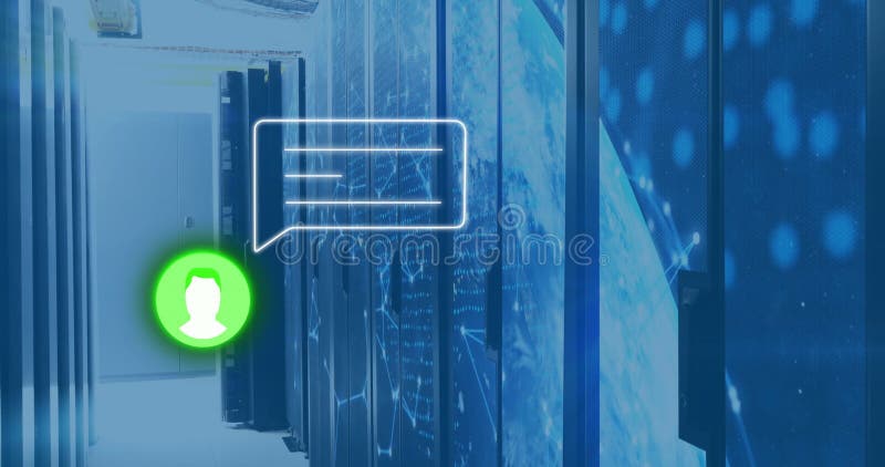Showing Data Center Server Rack Aisle in Corridor, with Floating User ...