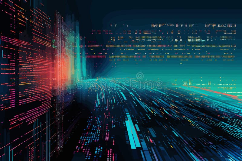 Showing Digital Data and Big Tech Imagery As Patterns Isolated Vector ...