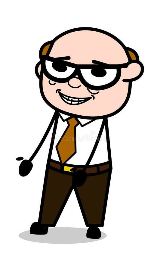 Showing Empty Hands - Retro Cartoon Office Old Boss Man Vector ...
