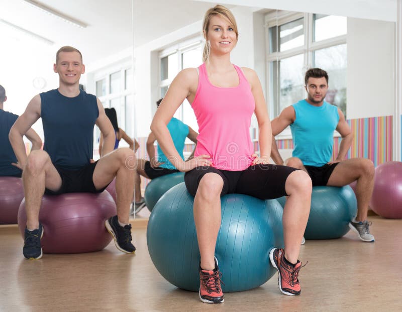 Showing Exercise on Fitness Ball Stock Image - Image of activity ...