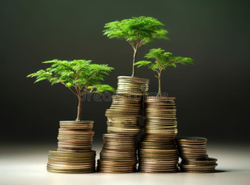 Showing Financial Developments and Business Growth with a Growing Tree ...