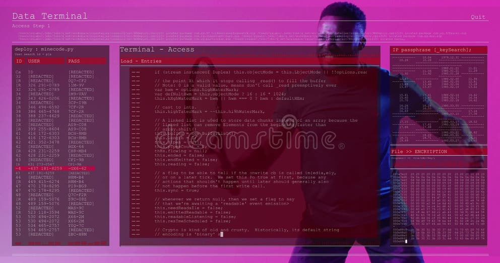 Showing Man in Red Sweater Presenting Code in Tech Lab with Code Editor ...
