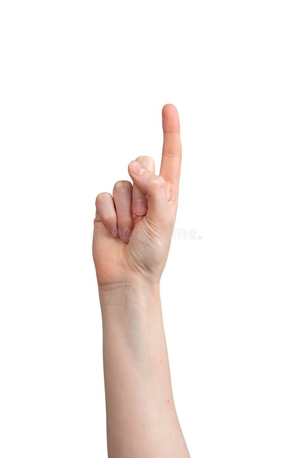 Showing One Finger Up, Noting, Attention Sign Isolated on White Stock ...