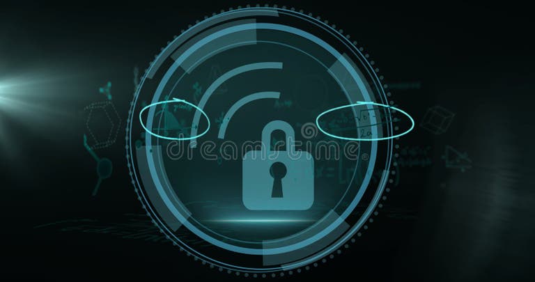 Showing Padlock Icon Rotating on HUD Rings on Security Panel, with Data ...