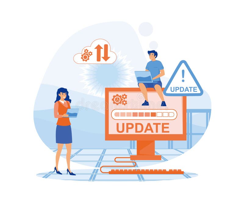 Showing People Update Operating System, Suitable for Landing Page Stock ...