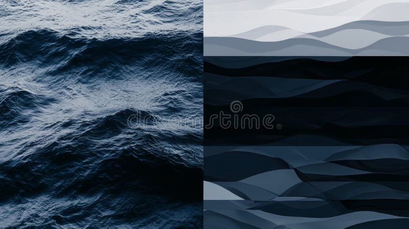 Showing the Process of Transforming a Photo of Ocean Waves into a ...