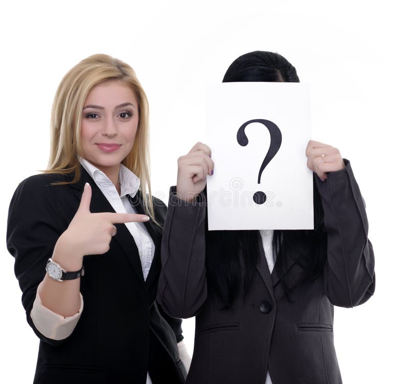 Colleagues Holding Question Mark Signs Stock Photo - Image of ideas ...