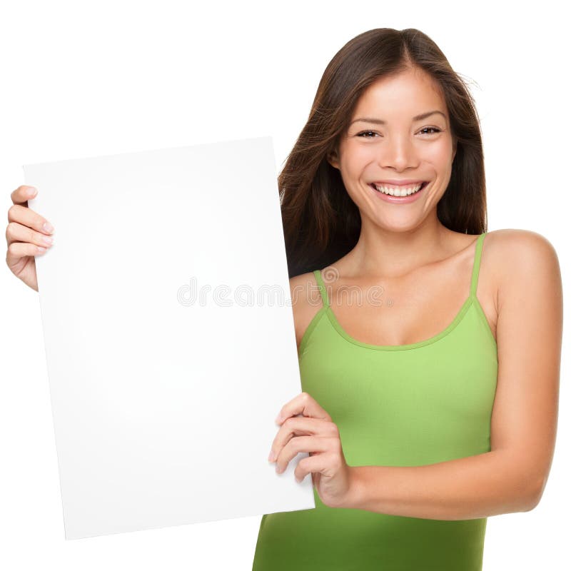 Woman Showing Sign Speech Bubble Happy Stock Image - Image of blank ...