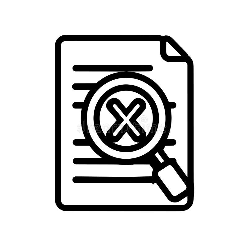 Showing Simple Icon of an Open Document with Magnifying Glass and X on ...