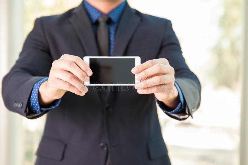 Showing a Smart Phone Screen Stock Photo - Image of office, mobile ...
