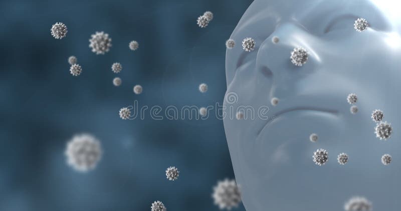 Showing Translucent CGI Head Rotating in Digital Scene, with Floating ...