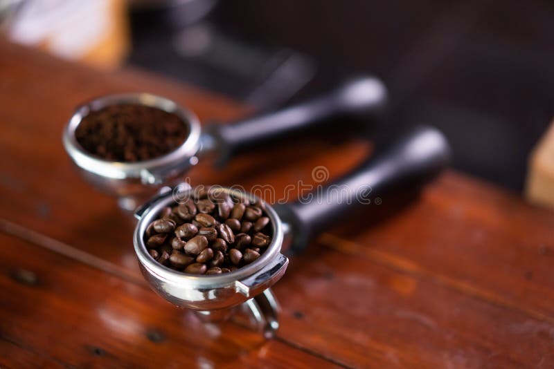 Showing Two Fresh Coffee Beans on a Table Stock Image - Image of stand ...