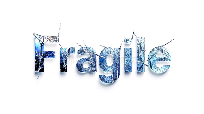 Fragile Word Showing Delicate Winter Forest and Broken Glass Stock ...