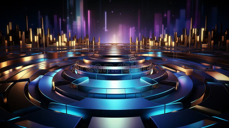 Showroom Abstract Background with Glowing Geometric Shapes with Copy ...