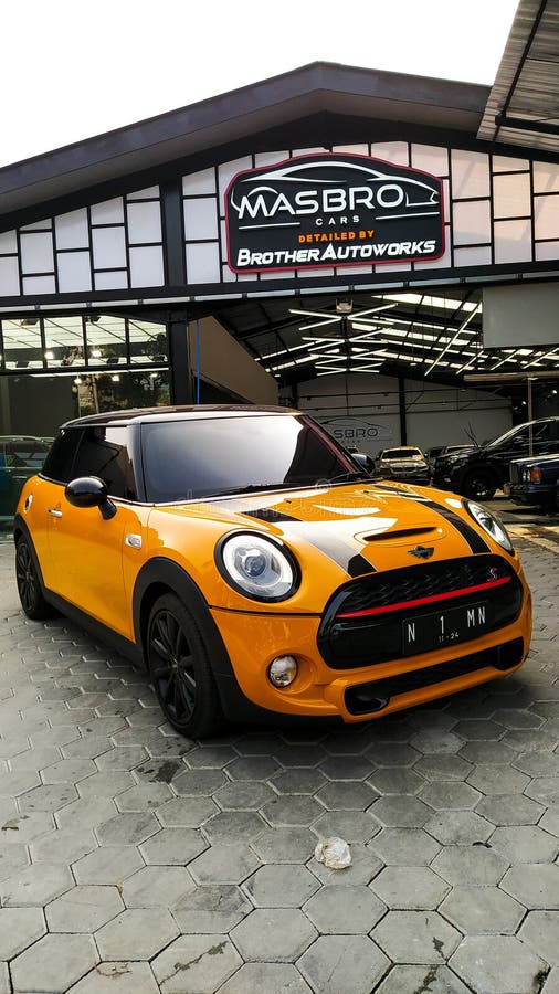 Yellow Mini Cooper with Scottish Flag on Roof Editorial Stock Image ...
