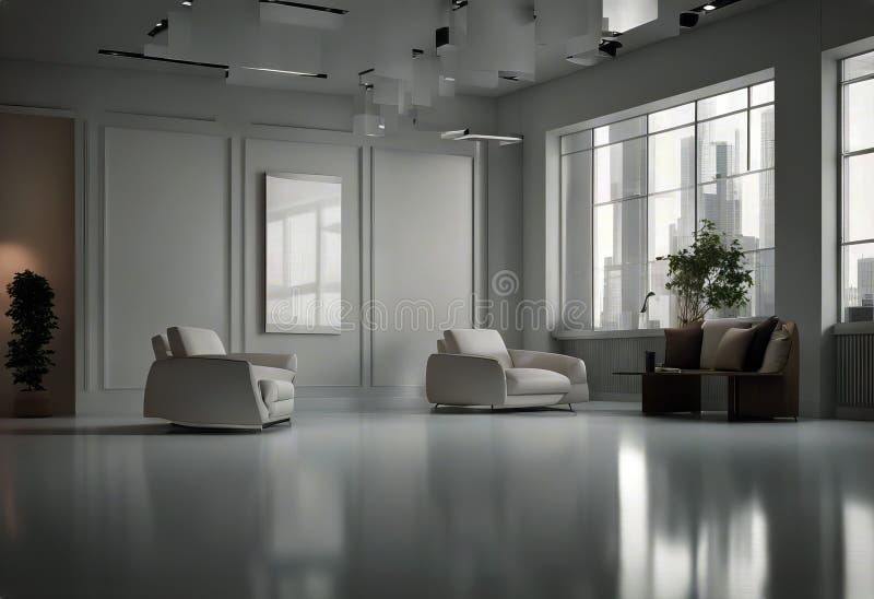 Showroom Empty 3d White - Rendering Floor Interior Design Background ...