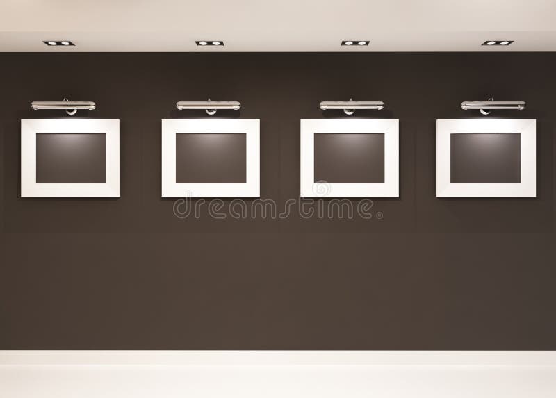 Showroom. Four Empty Frames on the Black Stock Illustration ...
