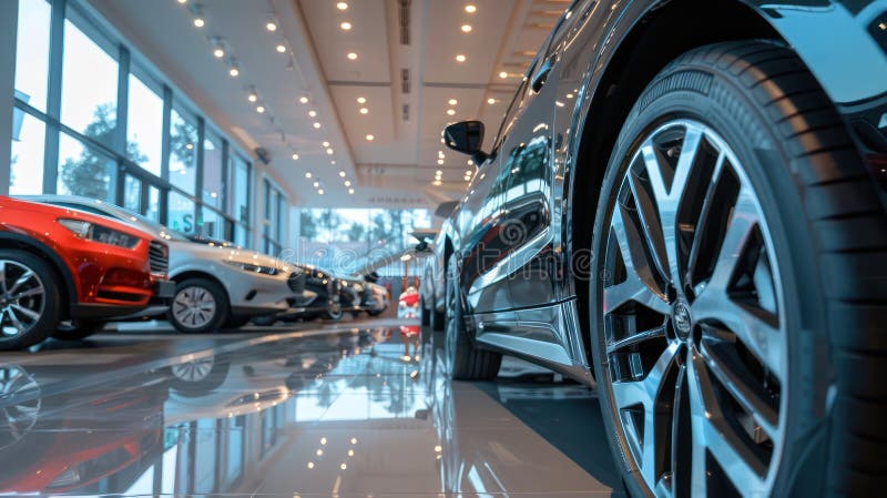 Showroom with the Latest Car Models Stock Illustration - Illustration ...