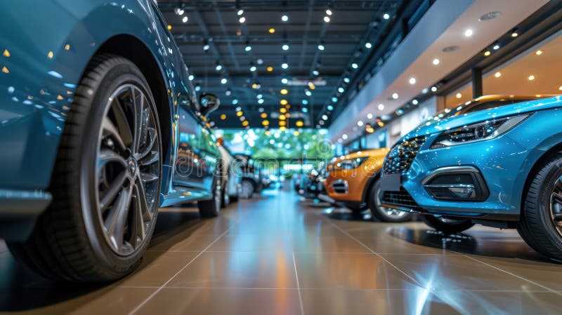 Showroom with the Latest Car Models Stock Illustration - Illustration ...