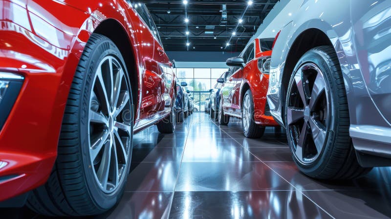 Showroom with the Latest Car Models Stock Illustration - Illustration ...