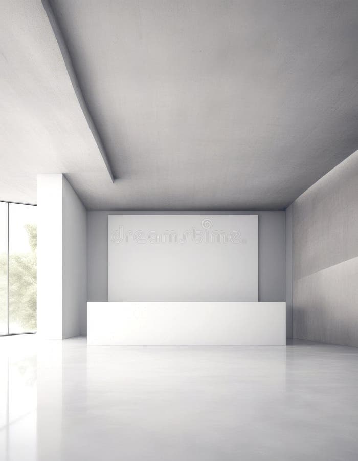 Showroom White Background Empty Interior 3d Backdrop Modern Floor ...