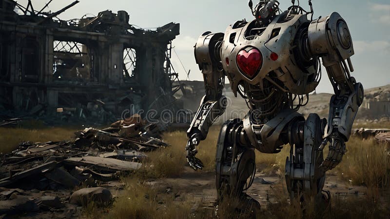 A Robot Destroyed a City. Generative AI. Stock Illustration ...
