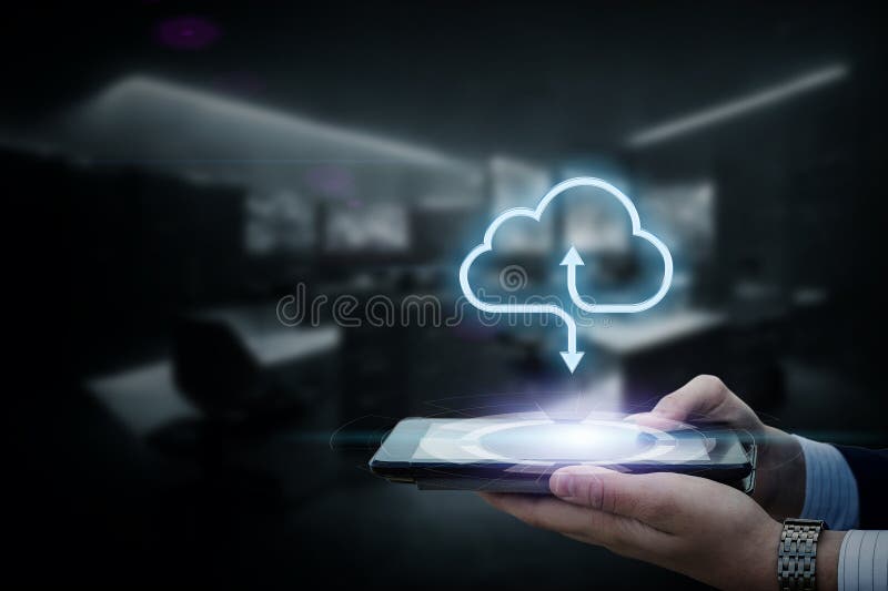 Shows Cloud Computing on Virtual Computer Screen Stock Illustration ...