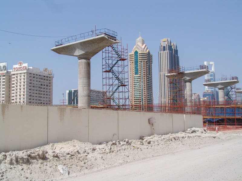 Dubai (historic): Metro Railway Line Construction in 2008 Editorial ...