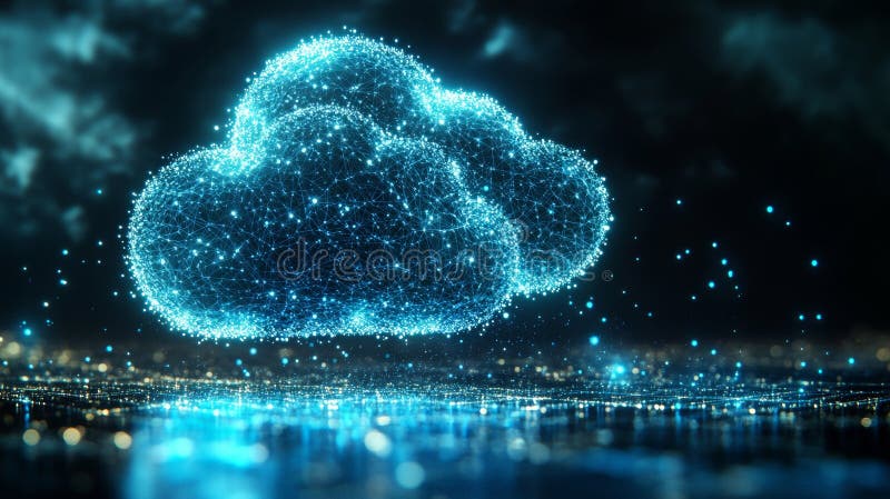 It Shows a Large Cloud Icon Above a Central White Cloud with a Polygon ...