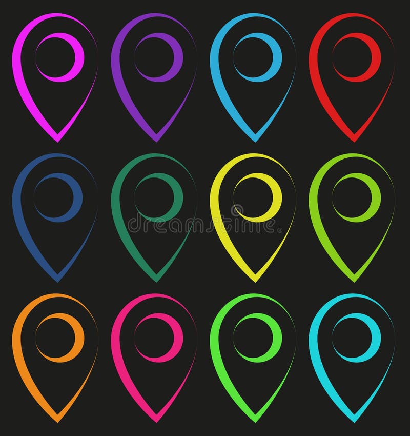 Shows the Location of Points of Interest. Location Objects Stock Vector ...