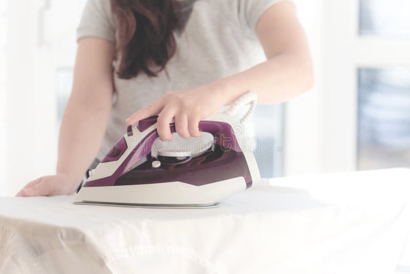 Shows the Process of Ironing Clothes Stock Photo - Image of blue ...