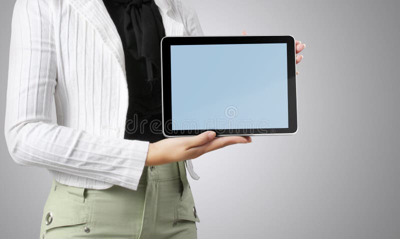 Shows tablet in hand stock image. Image of device, mobile - 29376505