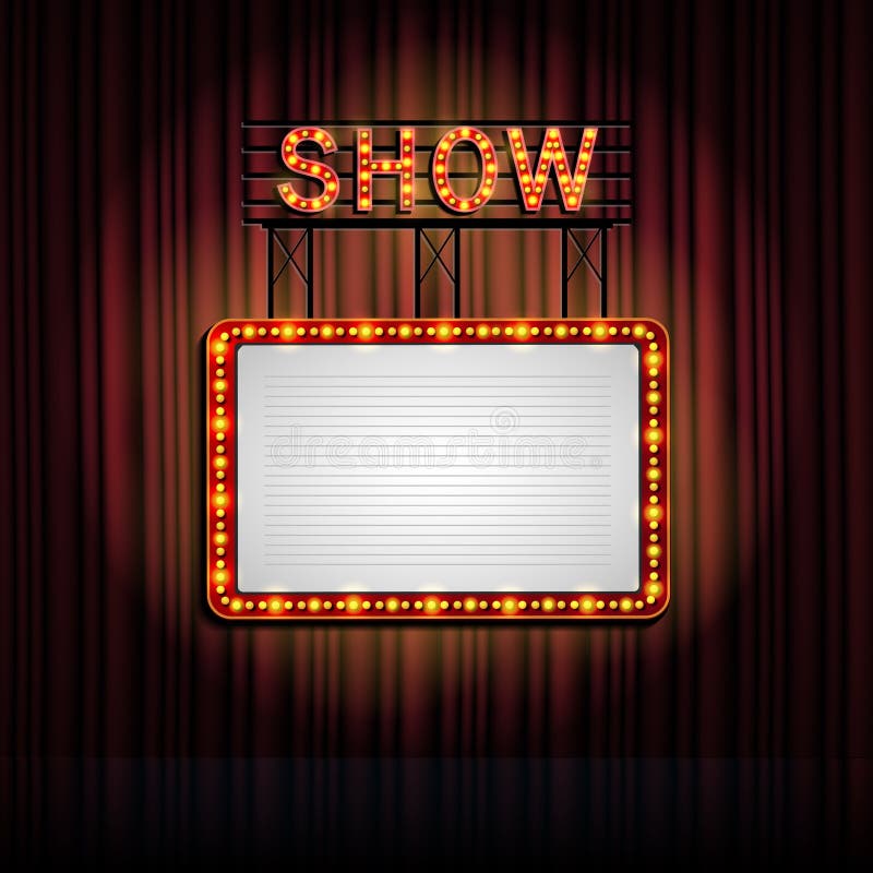 Showtime Background with Curtain Illuminated by Spotlights Stock Vector ...