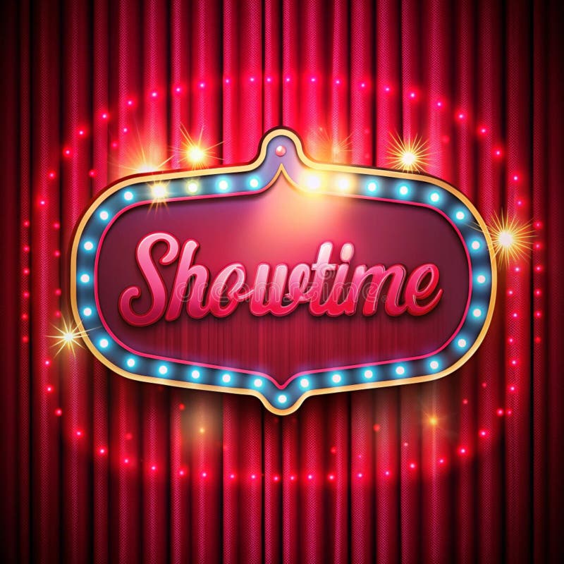 Showtime Retro Signs stock photo. Image of curtain, marquee - 359436080