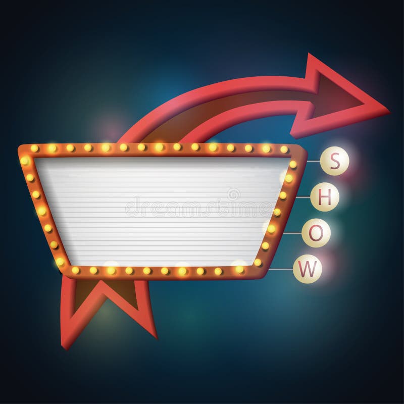 Showtime Signboard Retro Style with Light Frame Stock Vector ...