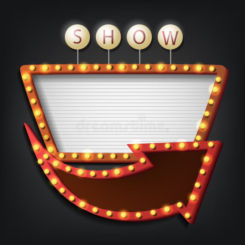 Showtime Signboard Retro Style with Light Frame Stock Vector ...
