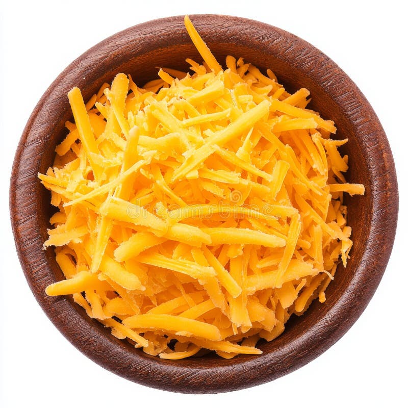 Shredded Cheddar Cheese in a Bowl, Isolated on a Transparent Backdrop ...