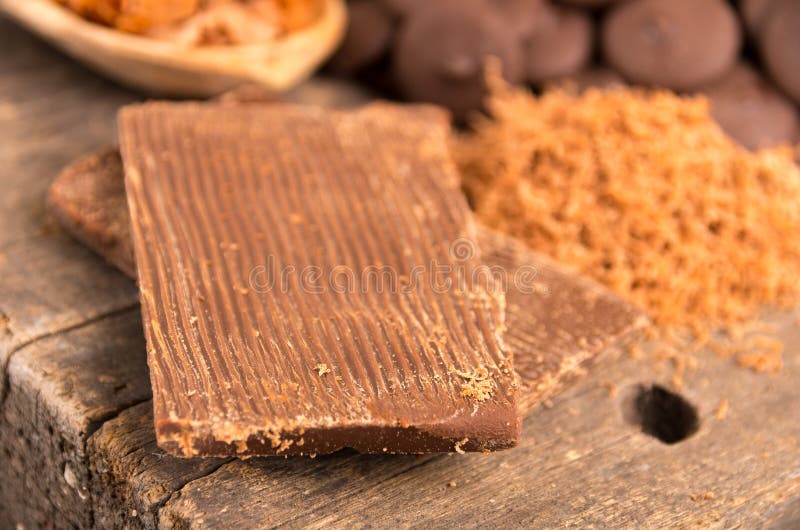 Shredded Chocolate on a Wooden Table Stock Image - Image of bonbon ...