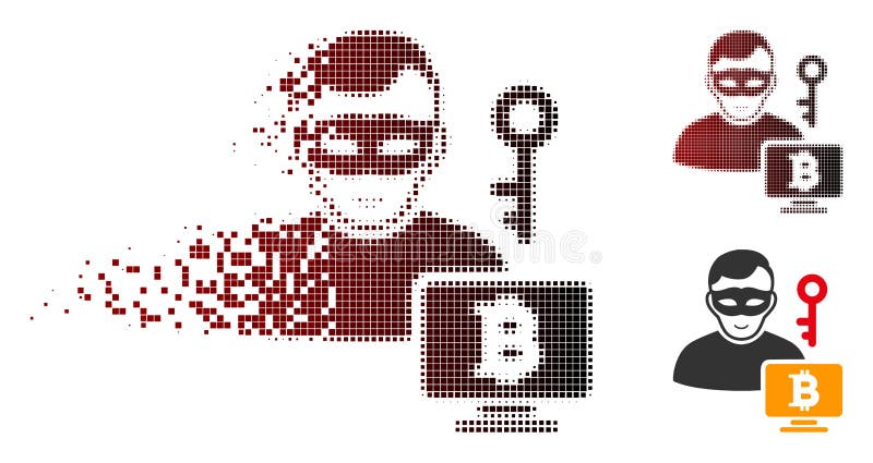 Shredded Dot Halftone Bitcoin Hacker Icon Stock Vector - Illustration ...