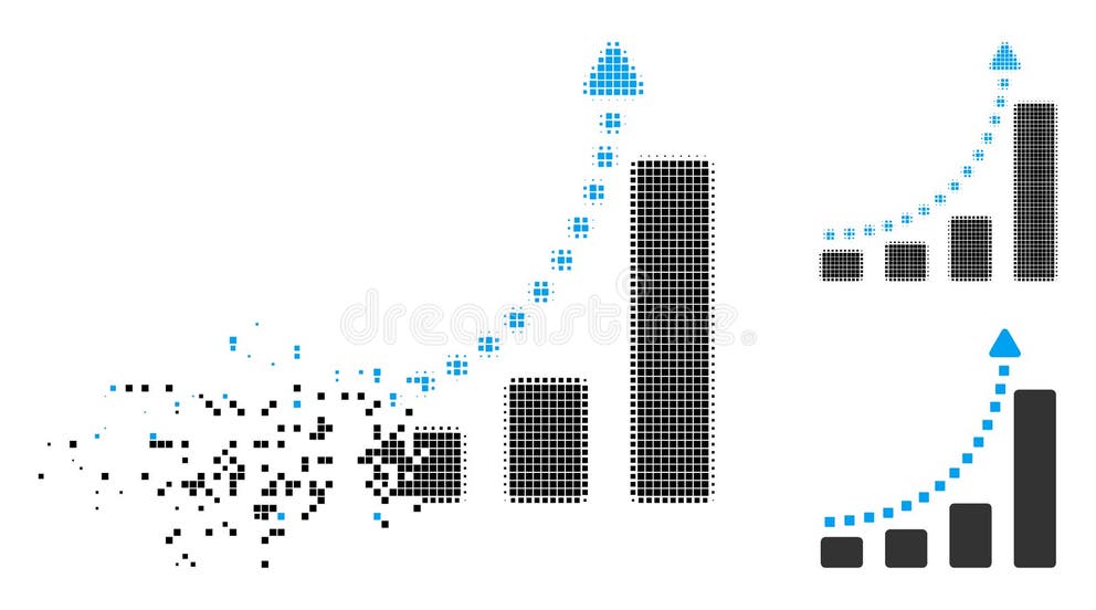 Shredded Dotted Halftone Bar Chart Trend Icon Stock Vector ...