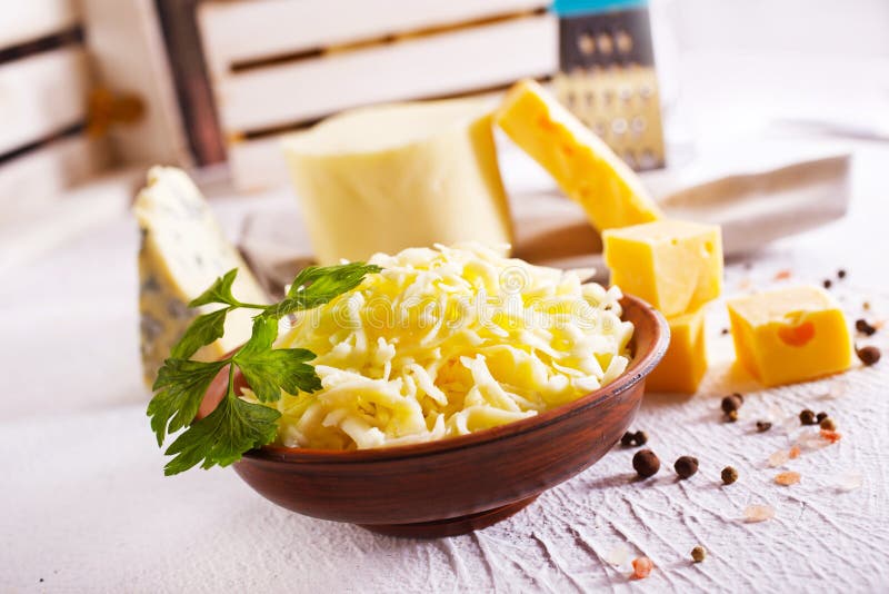 Shredded Mozzarella and Red Cheddar Cheese in Bowl Stock Image - Image ...