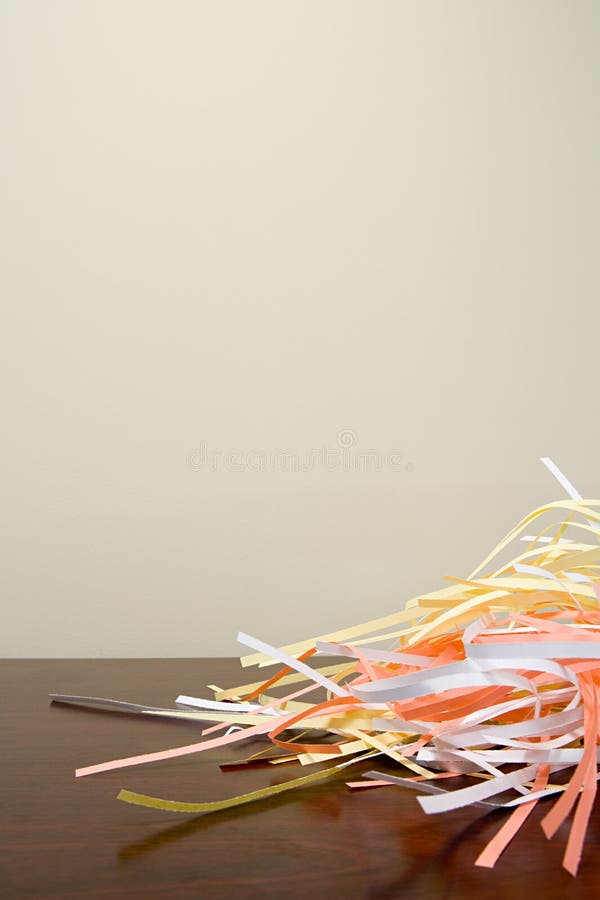 Shredded paper on a desk stock photo. Image of elevated - 62558048