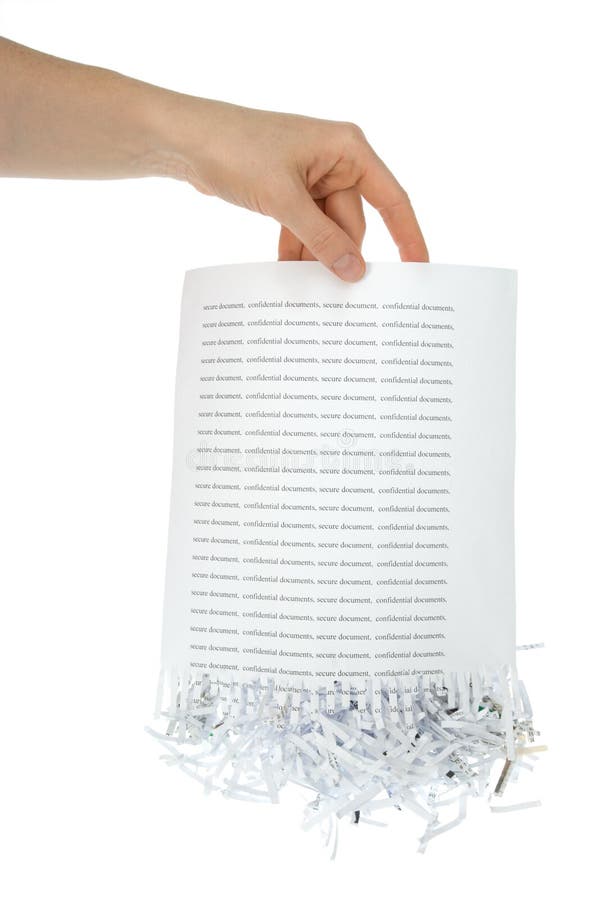 Hand and paper shredder stock photo. Image of confidential - 12074426