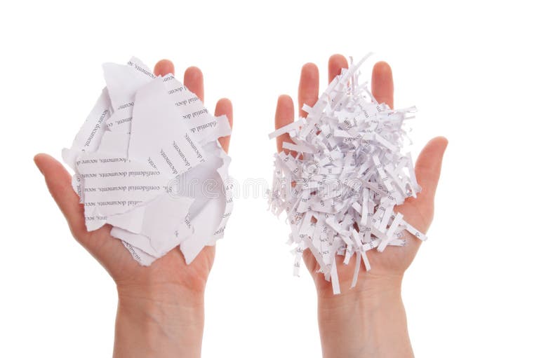 Shredded paper in hand stock image. Image of destruction - 15217111