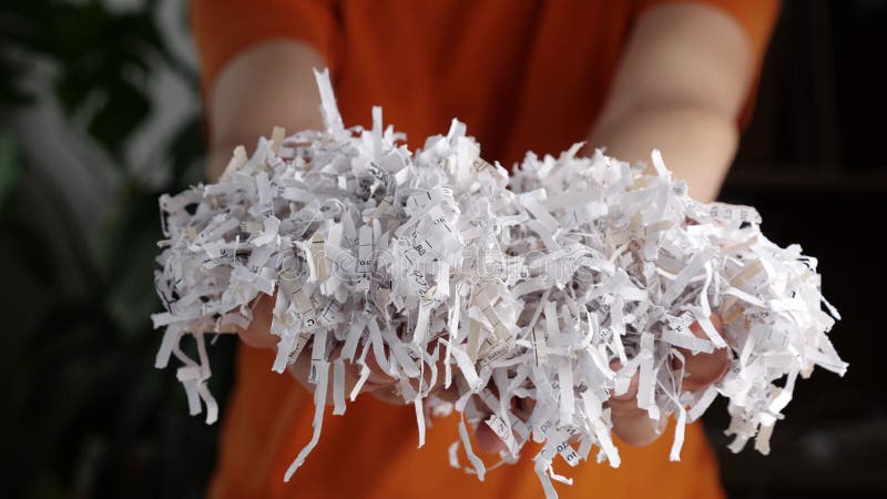 Shredded Paper Office Documents in Worker Hands Stock Video - Video of ...