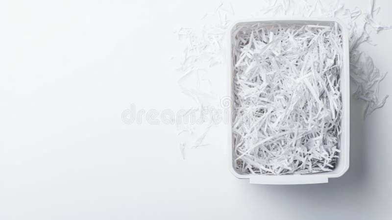 Shredded Paper Overflowing in Bin Secure Document Destruction Concept ...