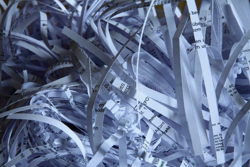 Shredded paper in a office stock image. Image of confidential - 146366639