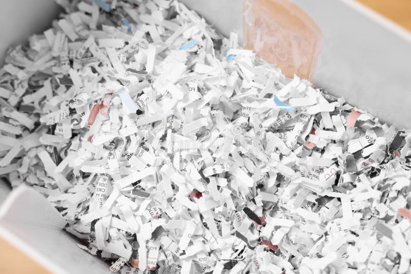 Shredded Paper Strips in Bin, Closeup View Stock Photo - Image of ...