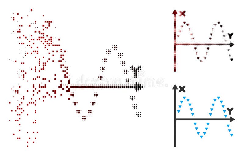 Shredded Pixel Halftone Dotted Sine Plot Icon Stock Vector ...