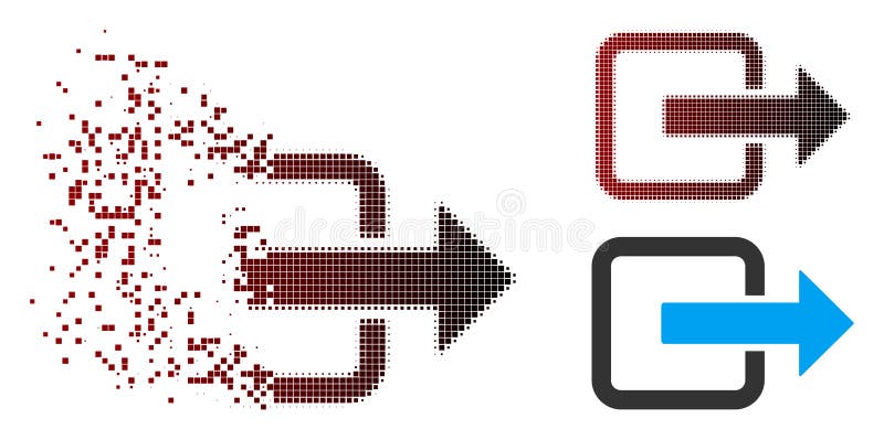 Shredded Pixel Halftone Exit Door Icon Stock Vector - Illustration of ...